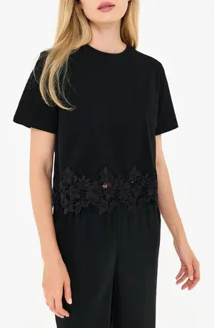 Cami Nyc Keanu Lace Hem T-shirt - Black