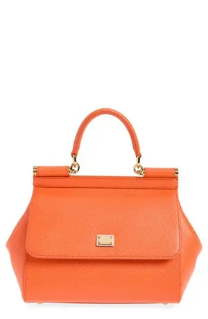 Dolce & Gabbana Sicily Leather Top Handle Bag 81166 Orange