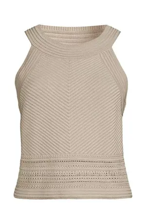 LANDS' END Cotton Pointelle Halter Top - Blush Whisper