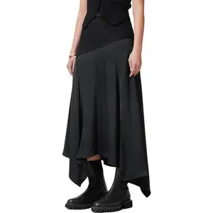 ALLSAINTS Pia Mixed Media Asymmetric Skirt