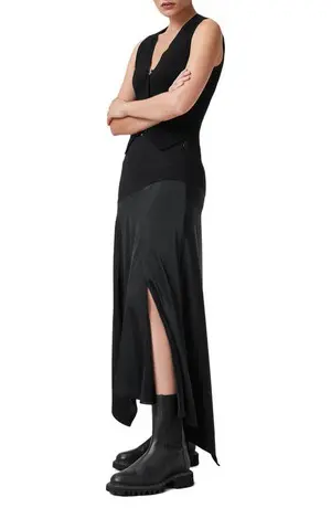 ALLSAINTS Pia Mixed Media Asymmetric Skirt