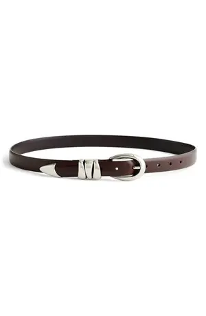 Madewell Triple Metal Keeper Leather Belt - Dark Carob