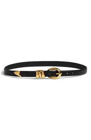 Madewell Triple Metal Keeper Leather Belt - True Black/ Gold