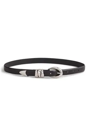 Madewell Triple Metal Keeper Leather Belt - True Black/ Silver