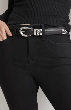 Madewell Triple Metal Keeper Leather Belt - True Black/ Silver