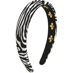 L. Erickson Annie Zebra Print Headband - Black/ White