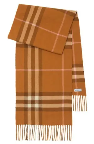 Burberry Giant Check Cashmere Scarf Squash Orange