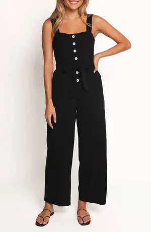 PETAL & PUP Rachel Flare Leg Jumpsuit - Black