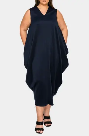 L I V D Sleeveless V-neck Dress - Navy