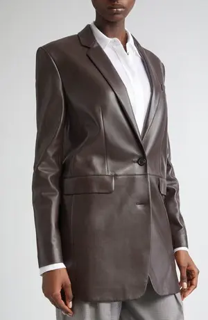 Michael Kors Leather Boyfriend Blazer