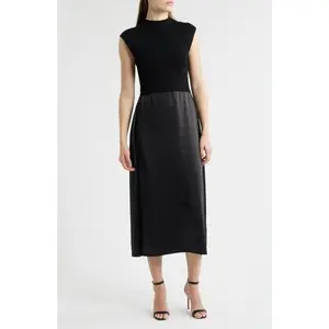 BOSS Ferdolini Mixed Media Midi Dress - Blk