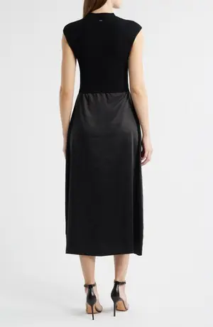 BOSS Ferdolini Mixed Media Midi Dress - Blk