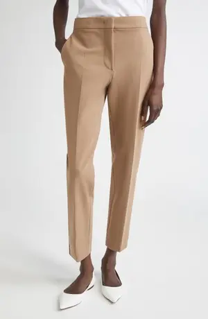Max Mara Pegno Slim-fit Jersey Ankle Trousers - Hazelnut Brown