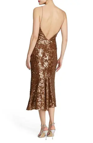 Halston Yvonne Sequin Sleeveless Midi Dress