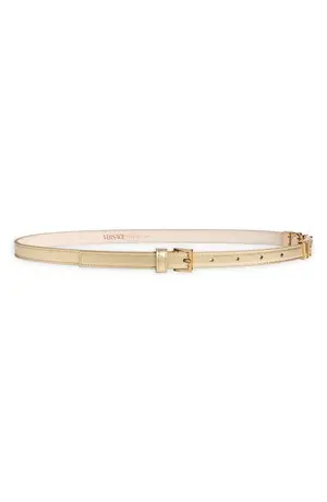 Versace Logo Metallic Leather Belt - Goldersace Gold