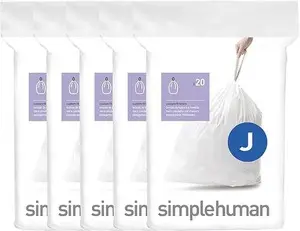 SIMPLEHUMAN Code J Custom Fit Liners With Quick Dispense Packs - 100 Liners