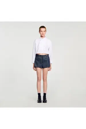Sandro Denim Belt Loop Shorts - Blue