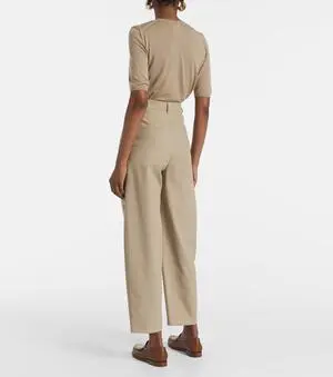 Max Mara Duomo Cotton Straight Pants - Beige