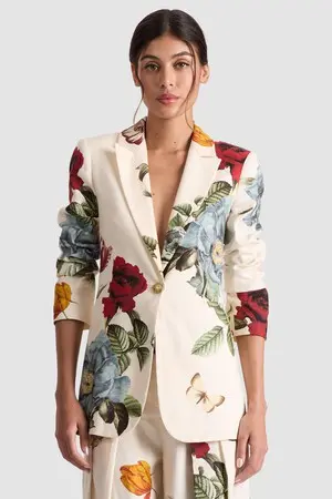 Alice + Olivia Breann Printed Linen Blazer - Floral
