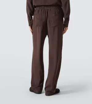 SAMAN AMEL Wide-leg Silk Pants - Brown