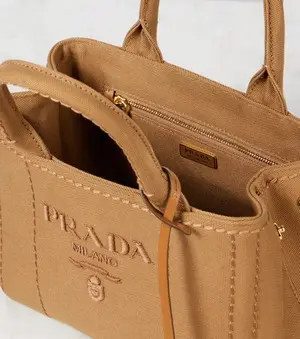 Prada Jardinière Mini Canvas Tote - Brown