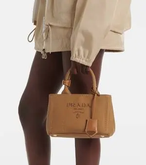 Prada Jardinière Mini Canvas Tote - Brown