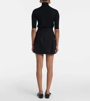 Max Mara Pleated Cotton Twill Miniskirt