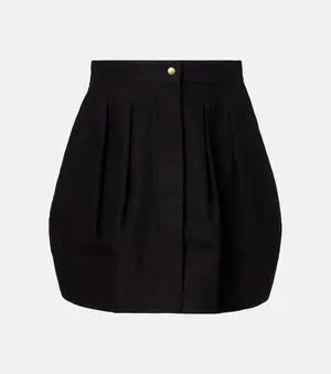 Max Mara Pleated Cotton Twill Miniskirt