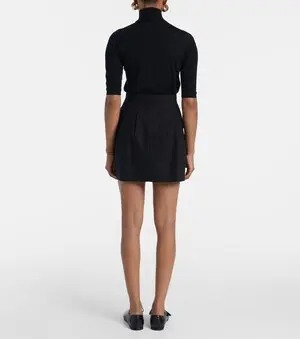 Max Mara Pleated Cotton Twill Miniskirt