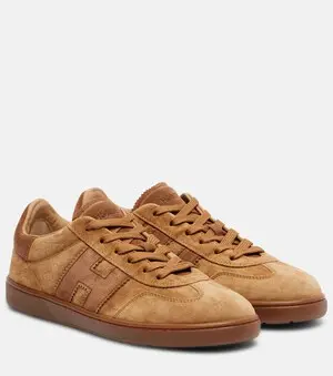 Hogan Croc-effect Suede Sneakers - Brown