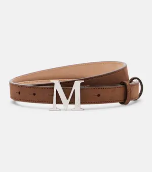 Max Mara Mclassic 20 Logo Suede Belt - Brown