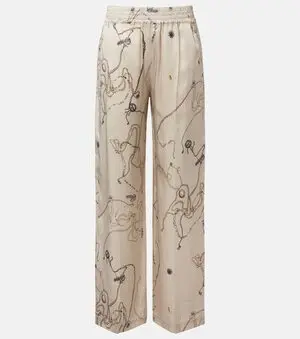 Victoria Beckham Printed Silk Satin Pajama Pants - Pink