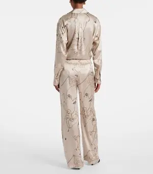 Victoria Beckham Printed Silk Satin Pajama Pants