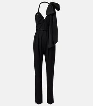 Max Mara Asymmetric Virgin Wool Jumpsuit - Black