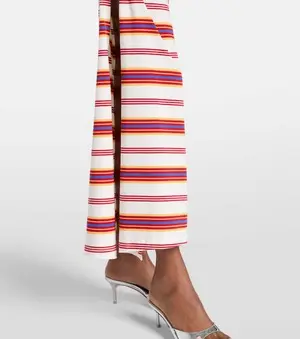 Rabanne Gathe Striped Cotton-blend Maxi Skirt - Red