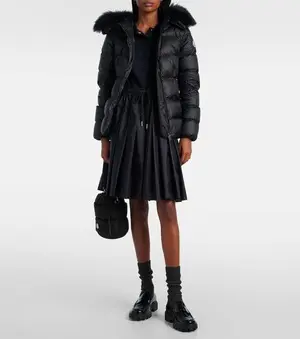 Moncler Boed Shearling-trimmed Down Jacket - Black