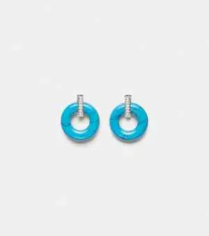 Mateo 14kt Gold Turquoise And Diamond Earrings - Blue