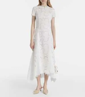 Oscar De La Renta Guipure Lace Midi Dress