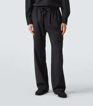 SAMAN AMEL Wool Wide-leg Pants - Black