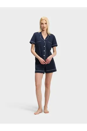 SARAH ALEXANDRA Shorties Pajama Set: Nightcap - Navy