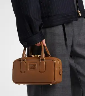 Miu Miu Arcadie Small Leather Tote - Brown