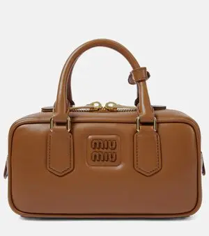 Miu Miu Arcadie Small Leather Tote - Brown