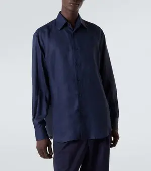 SAMAN AMEL Linen Shirt - Blue