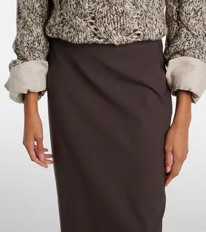 Brunello Cucinelli Wool-blend Maxi Skirt - Brown