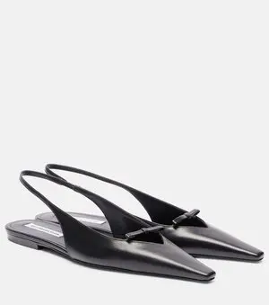 Victoria Beckham Leather Slingback Flats - Black