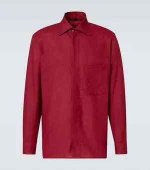 SAMAN AMEL Linen Shirt - Red