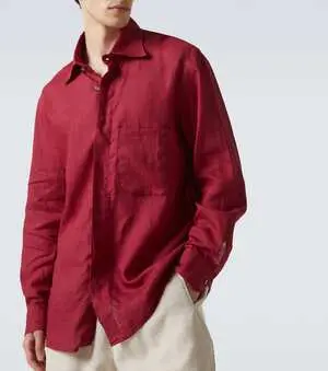 SAMAN AMEL Linen Shirt - Red