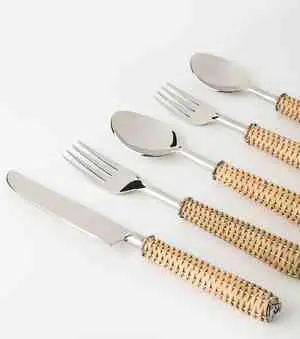 LES-OTTOMANS Rattan Flatware Set