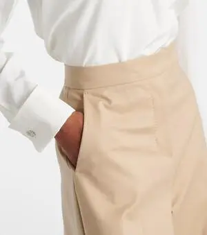 Max Mara Cotton-blend Wide-leg Pants - Beige