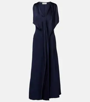 Victoria Beckham Draped Satin Midi Dress - Blue